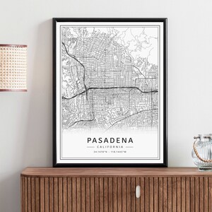 Pasadena California Street Map Print | Acrylic Glass Pasadena Map Print ...