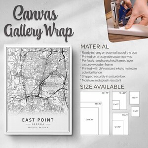 East Point GA Street Map Print | Acrylic East Point City Map Print ...