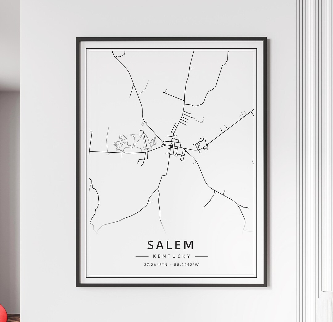Salem Kentucky Street Map Print | Acrylic Salem City Map Print | Canvas ...