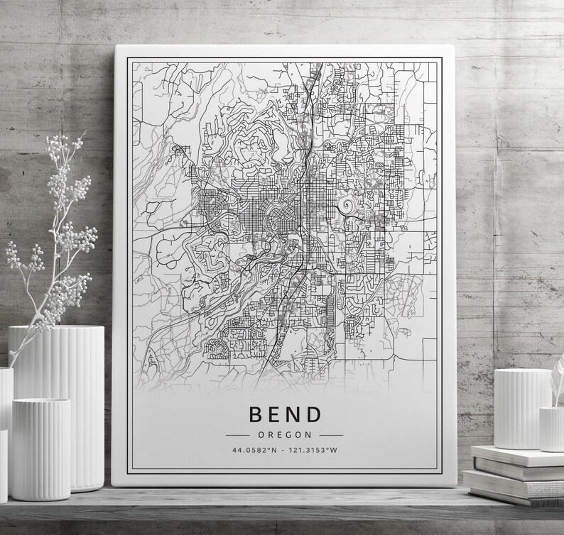 Bend Oregon Street Map Print | Acrylic Glass Bend City Map Print ...