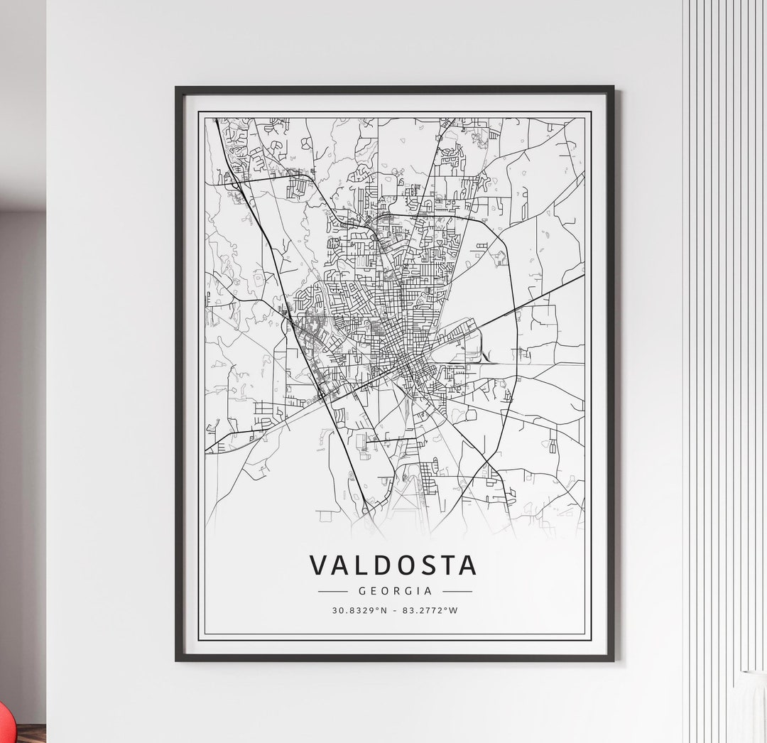 Valdosta GA Street Map Print | Acrylic Valdosta City Map Print | Canvas ...