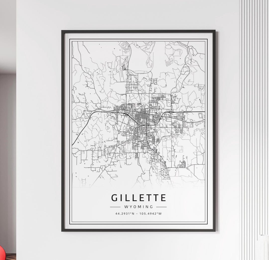 Gillette WY Street Map Print | Acrylic Glass Gillette City Map Print ...
