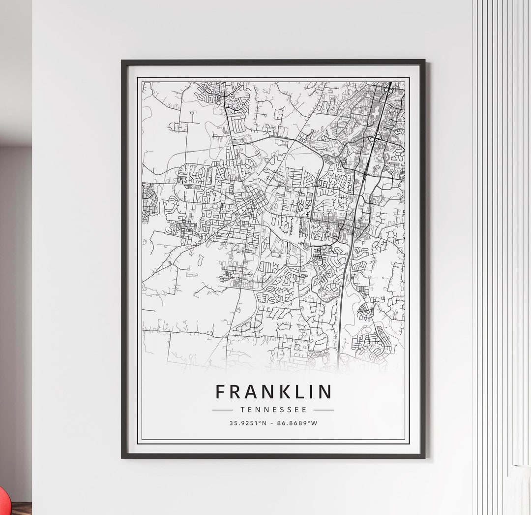 Franklin TN Street Map Print | Acrylic Franklin City Map Print | Canvas ...