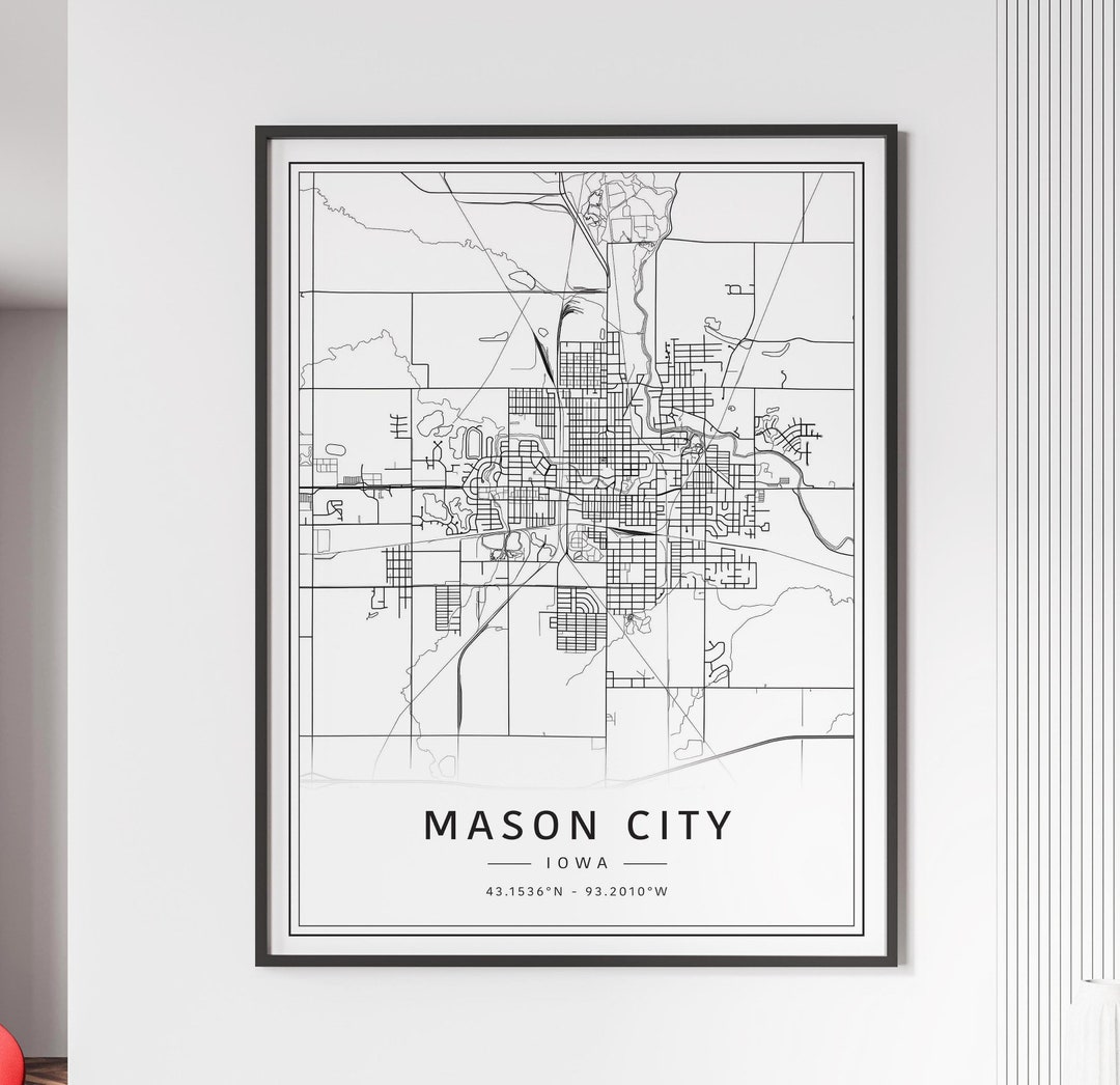 Mason City Iowa Street Map Print | Acrylic Mason City Map Print ...