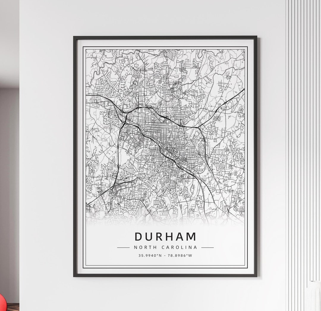 Durham NC Street Map Print | Acrylic Glass Durham City Map Print ...