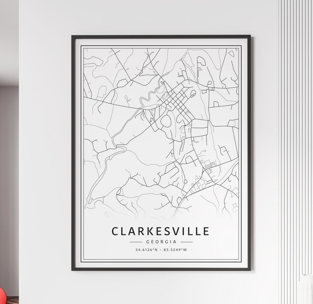 Clarkesville GA Street Map Print | Acrylic Clarkesville City Map Print ...