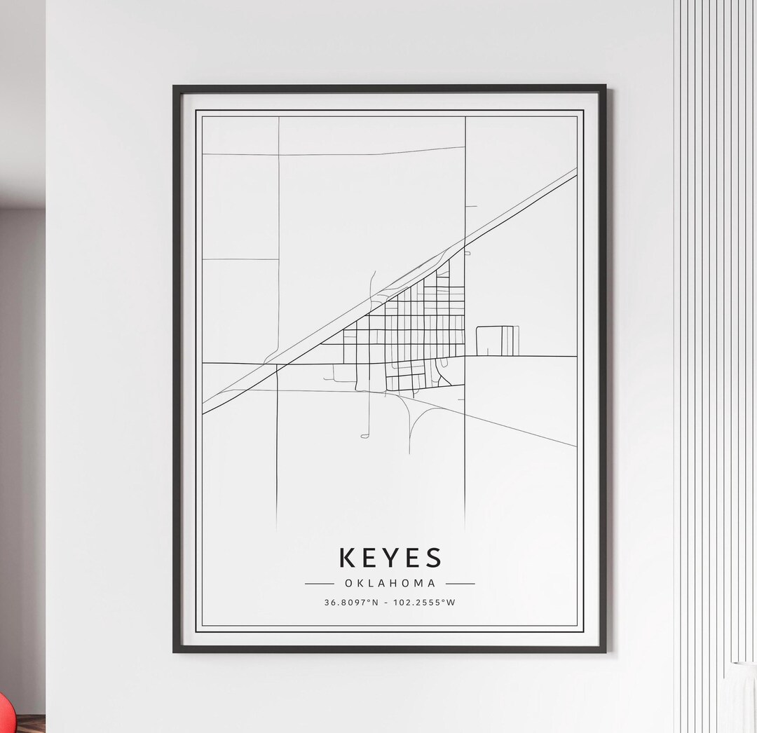 Keyes Oklahoma Street Map Print | Acrylic Glass Keyes Map Print ...