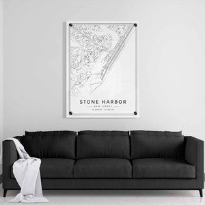 Stone Harbor NJ Street Map Print | Acrylic Glass Stone Harbor Map Print ...