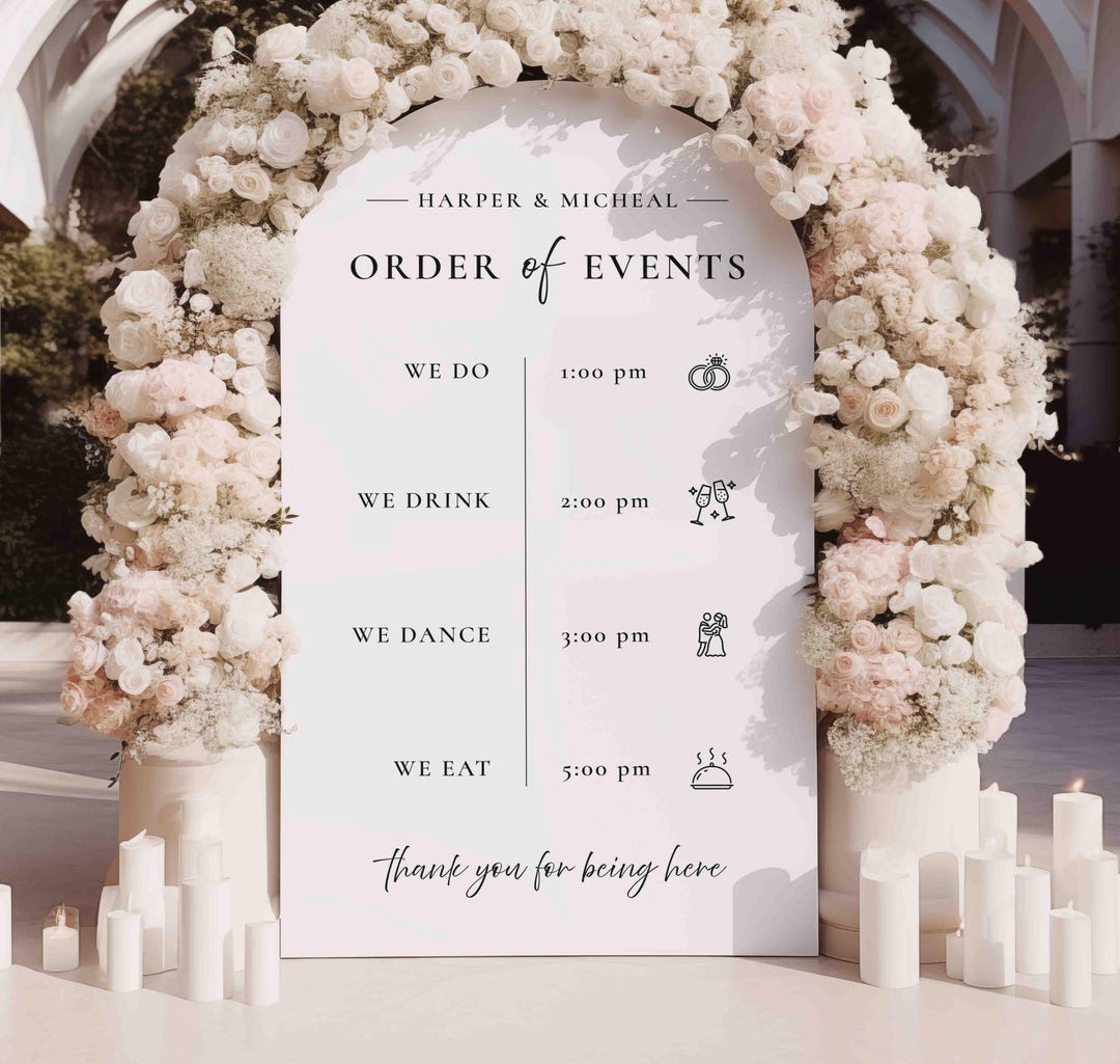 Order of the Day Wedding Sign | Order of Events Sign | Custom Wedding ...