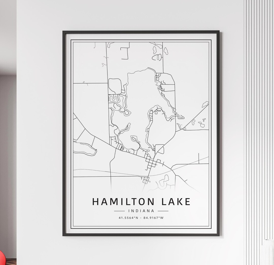 Hamilton Lake IN Street Map Print | Acrylic Hamilton Lake Map Print ...