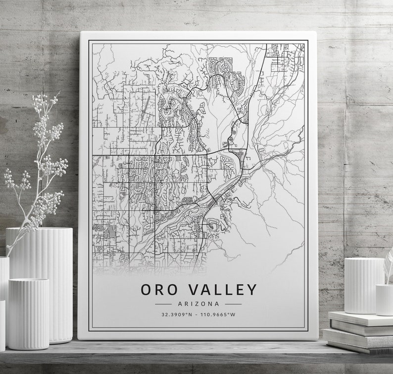 Oro Valley Arizona Street Map Print | Acrylic Oro Valley Map Print ...