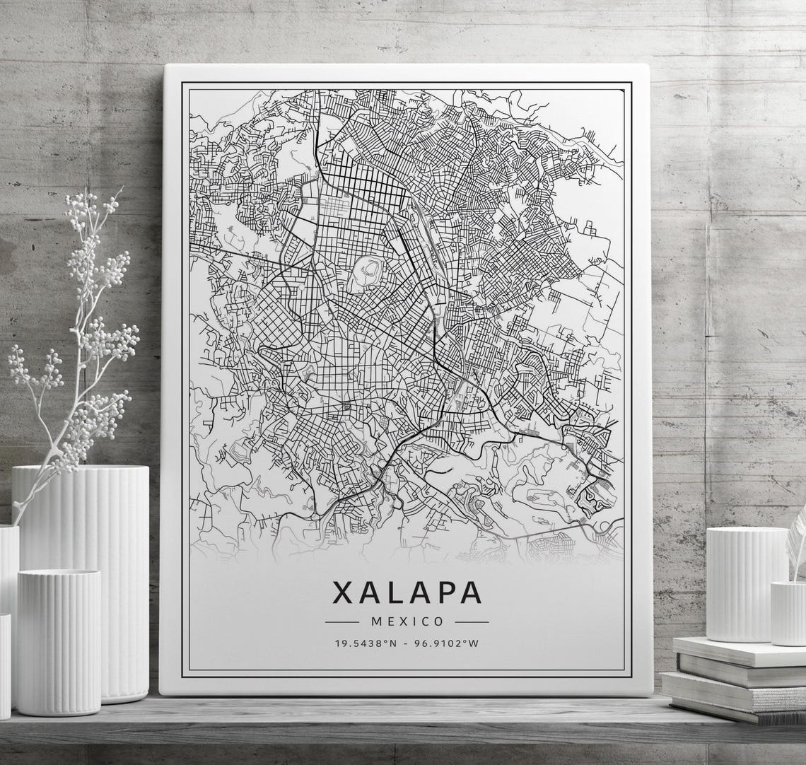 Xalapa Mexico Street Map Print | Acrylic Glass Xalapa City Map Print ...