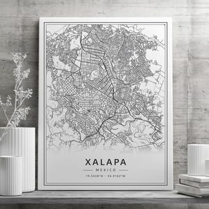 Xalapa Mexico Street Map Print | Acrylic Glass Xalapa City Map Print ...