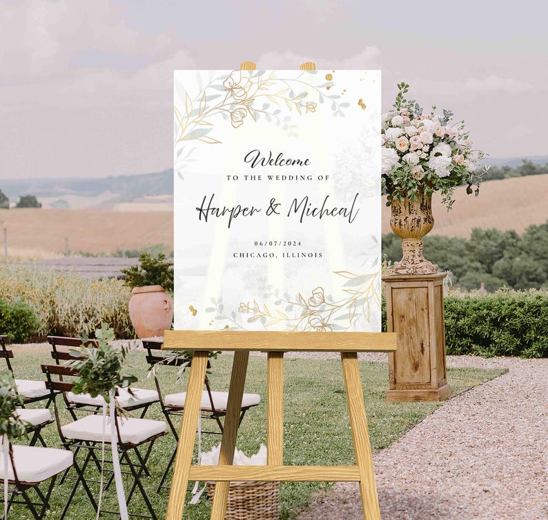 Acrylic Wedding Welcome Sign | Floral Entrance Wedding Sign | Custom ...