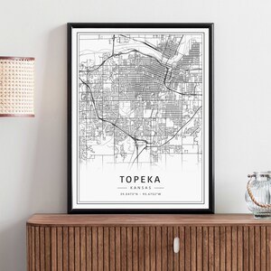 Topeka Kansas Street Map Print | Acrylic Topeka City Map Print | Canvas ...