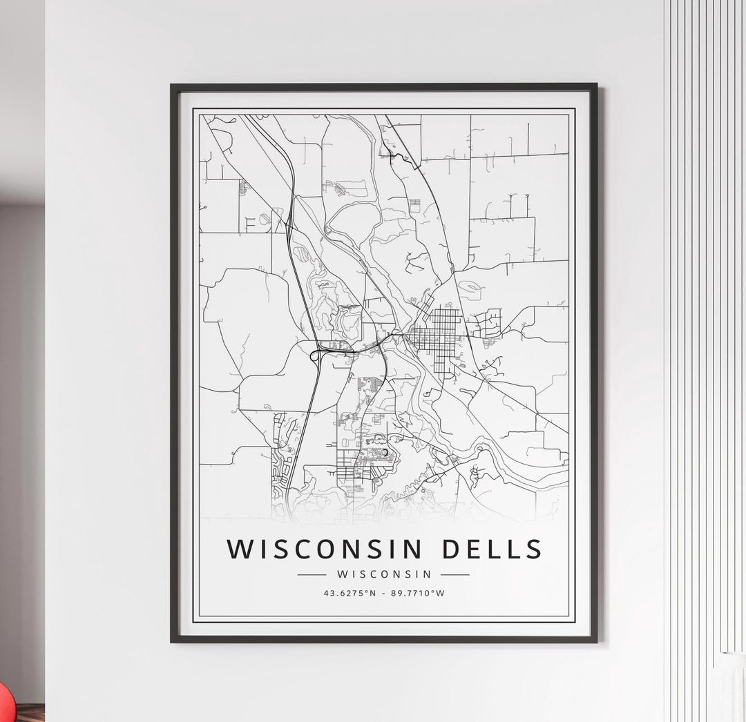Wisconsin Dells WI Street Map Print | Acrylic Glass Wisconsin Dells ...