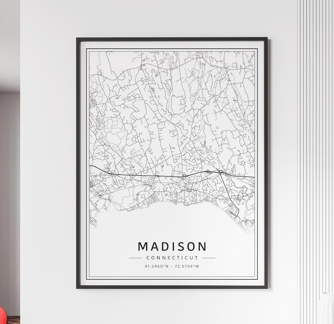 Madison Connecticut Street Map Print | Acrylic Madison Map Print ...