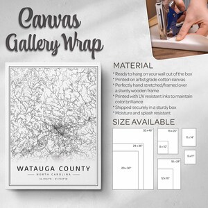 Watauga County NC Street Map Print | Acrylic Glass Watauga County Map ...