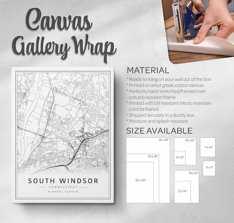 South Windsor CT Street Map Print Acrylic South Windsor Map Print ...