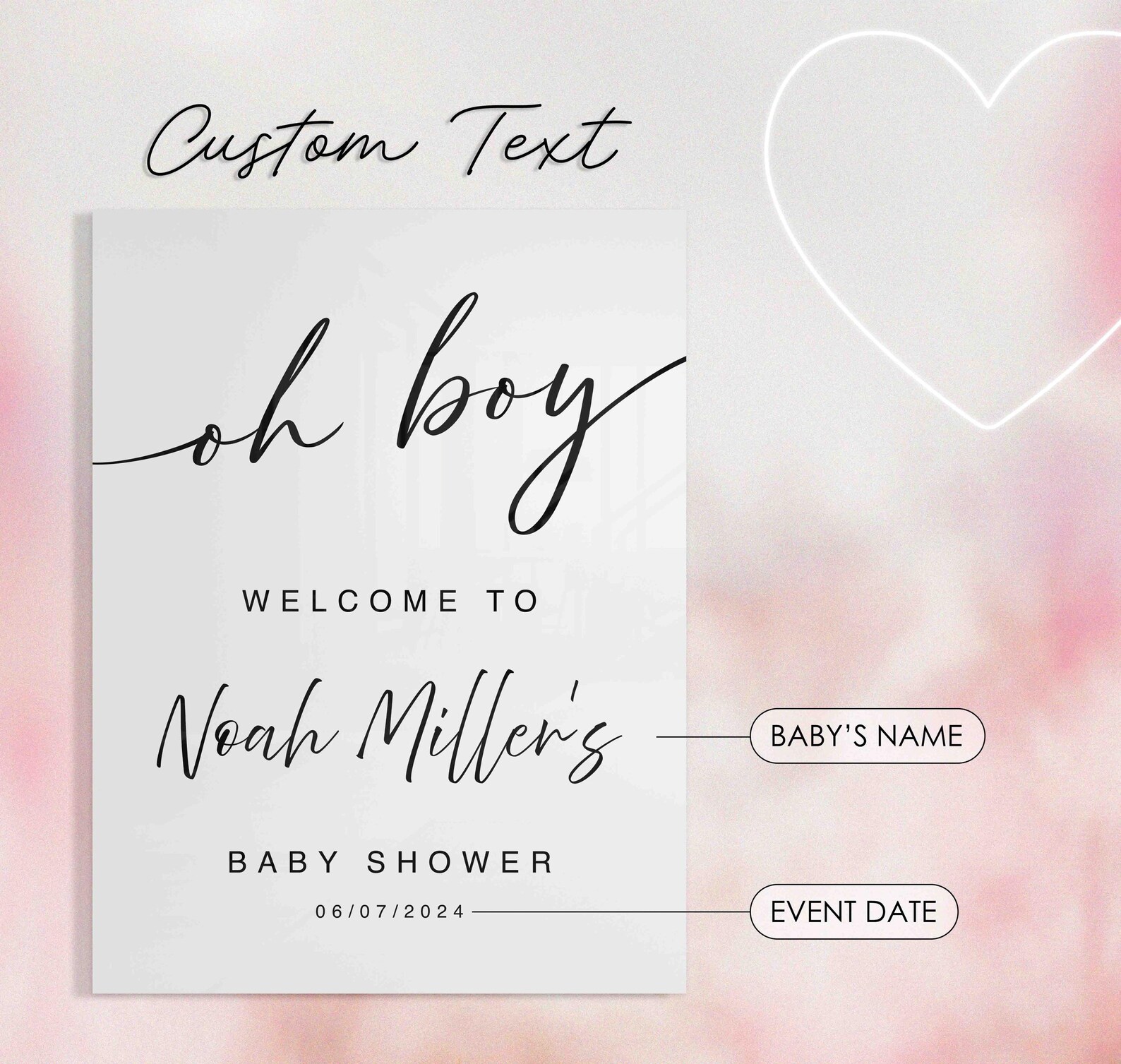 Acrylic Baby Shower Welcome Sign | Custom Baby Shower Sign ...