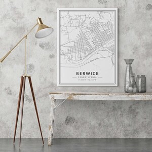 Berwick Pennsylvania Street Map Print | Acrylic Glass Berwick City Map ...