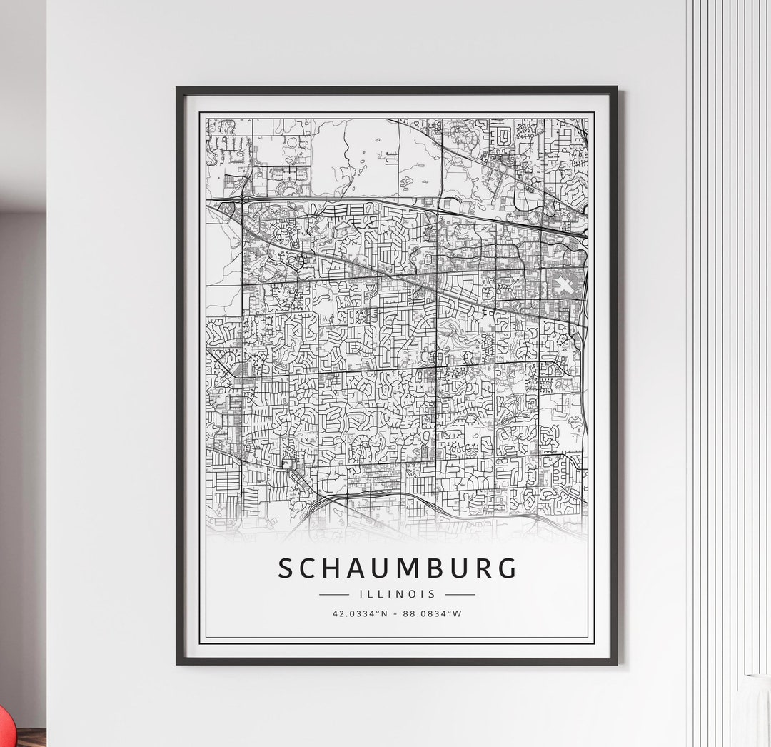 Schaumburg IL Street Map Print | Acrylic Schaumburg Map Print | Canvas ...
