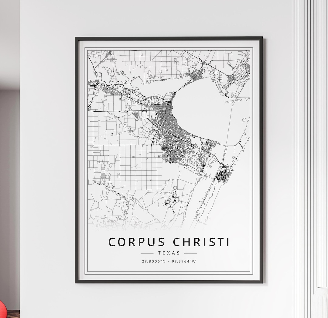 Corpus Christi TX Street Map Print | Acrylic Corpus Christi City Map ...
