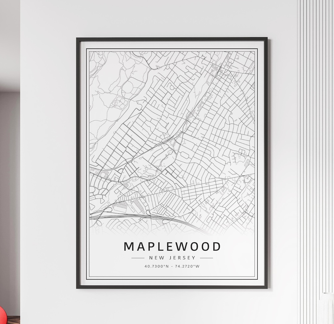 Maplewood New Jersey Street Map Print | Acrylic Glass Maplewood City ...