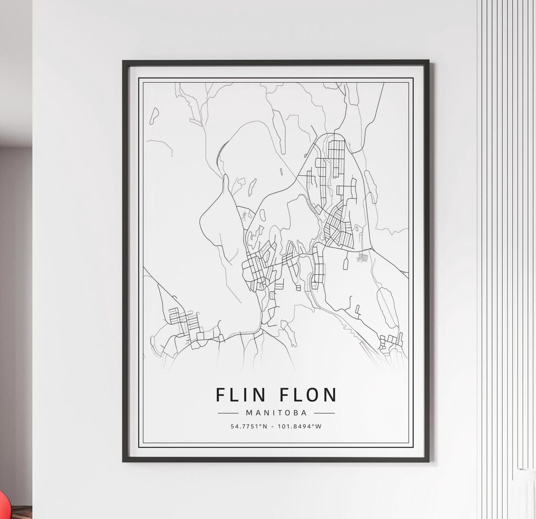 Flin Flon Manitoba Street Map Print | Acrylic Glass Flin Flon City Map ...