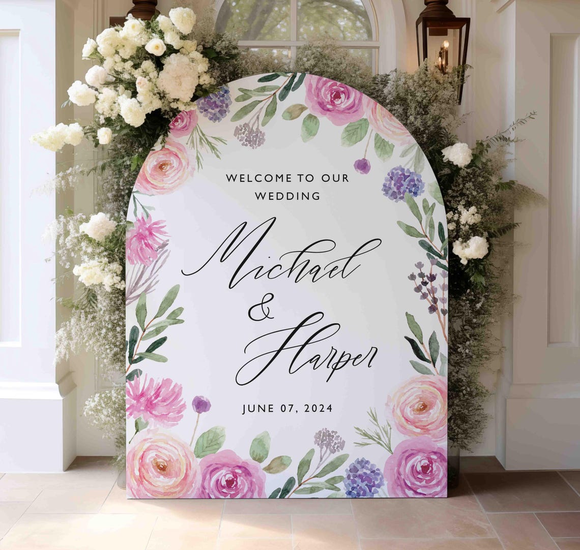 Acrylic Wedding Welcome Sign | Floral Entrance Wedding Sign | Custom ...