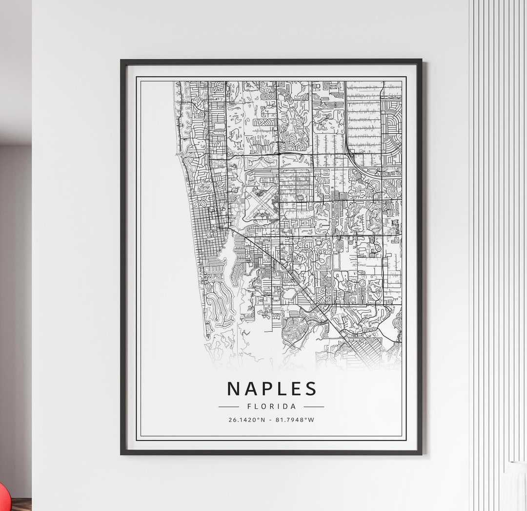 Naples Florida Street Map Print | Acrylic Glass Naples Map Print ...