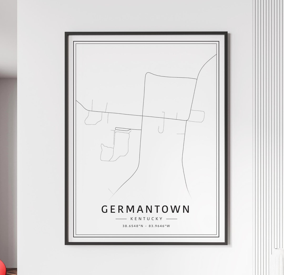 Germantown KY Street Map Print | Acrylic Germantown Map Print | Canvas ...
