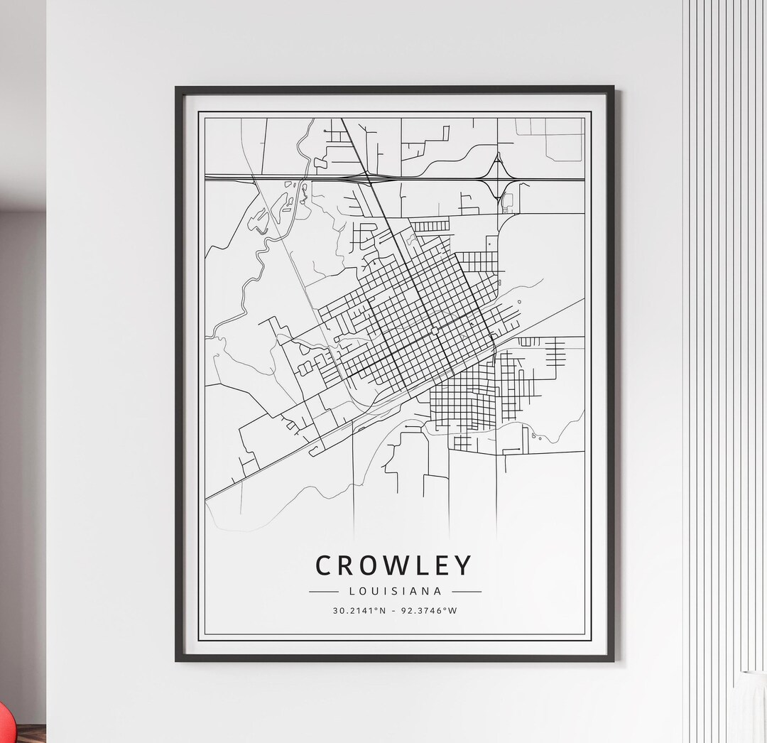 Crowley LA Street Map Print | Acrylic Crowley City Map Print | Canvas ...