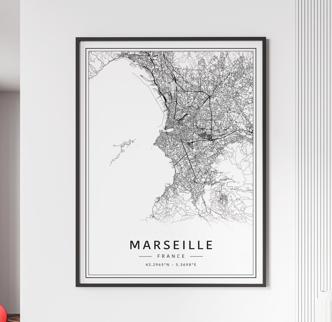 Marseille France Street Map Print | Acrylic Glass Marseille England ...