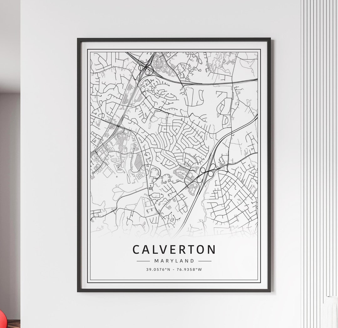 Calverton MD Street Map Print | Acrylic Glass Calverton Map Print ...