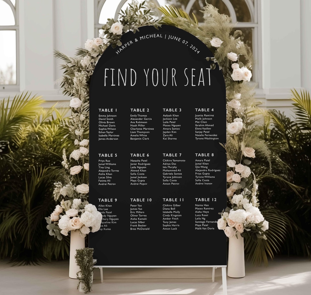 Wedding Seating Chart Acrylic Sign | Acrylic Table Seating Chart ...