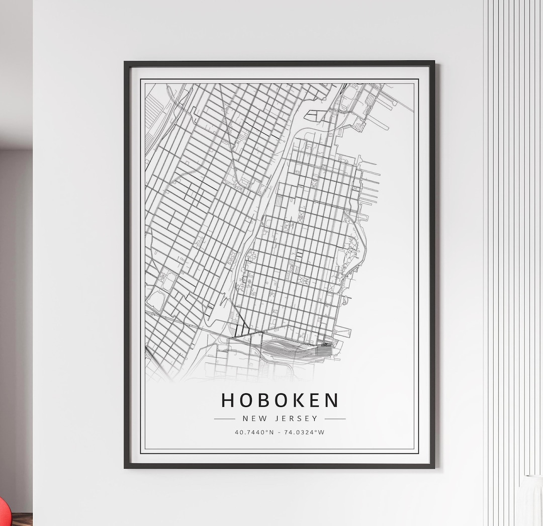 Hoboken NJ Street Map Print | Acrylic Glass Hoboken City Map Print ...