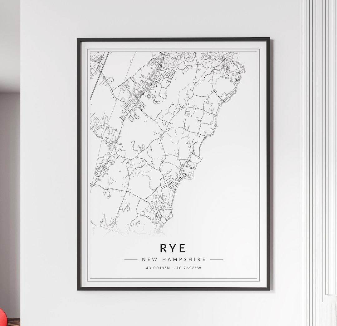 Rye NH Street Map Print | Acrylic Glass Rye City Map Print | Canvas Rye ...