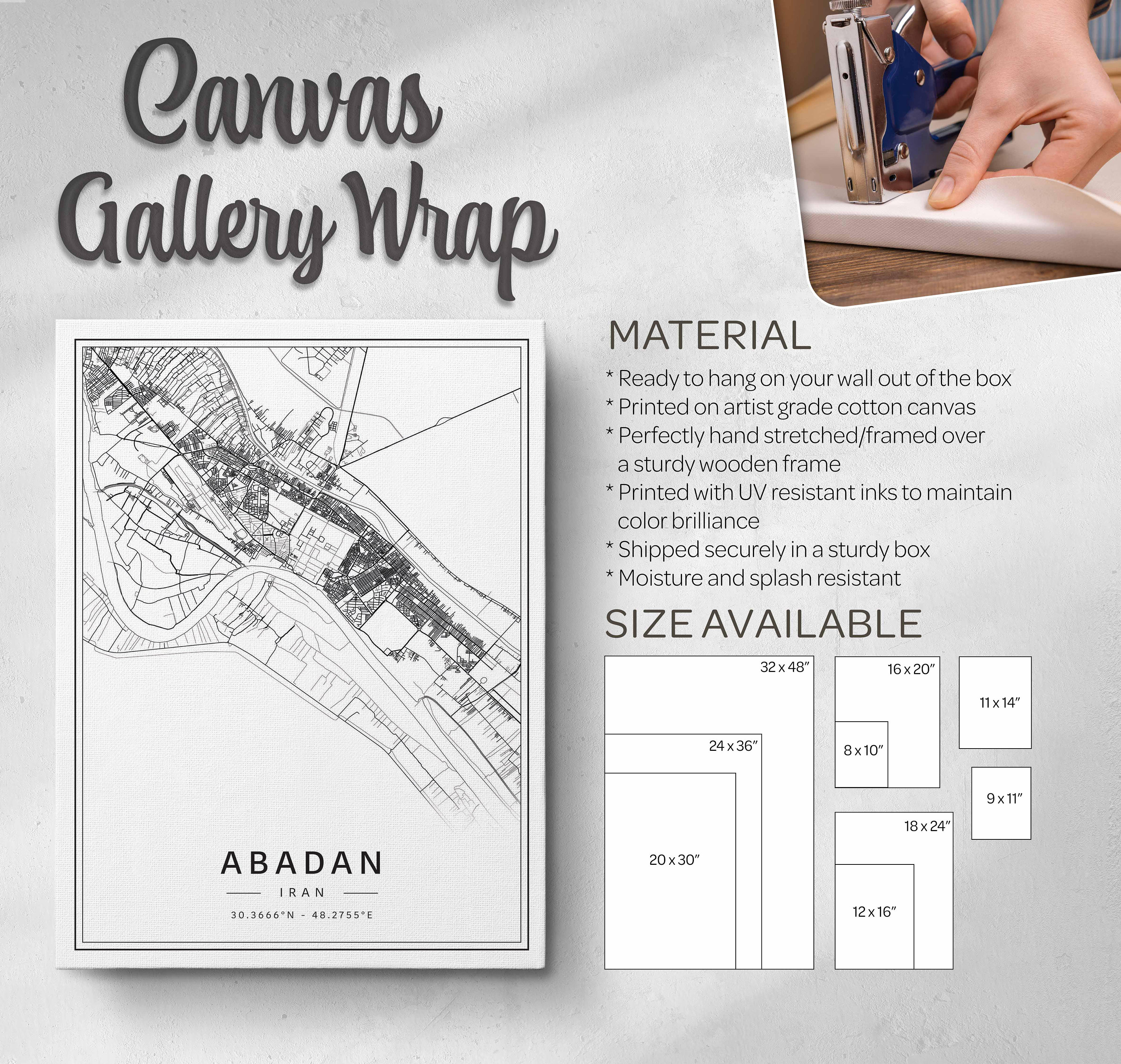 Abadan Iran Street Map Print Acrylic Glass Abadan City Map Print Canvas ...