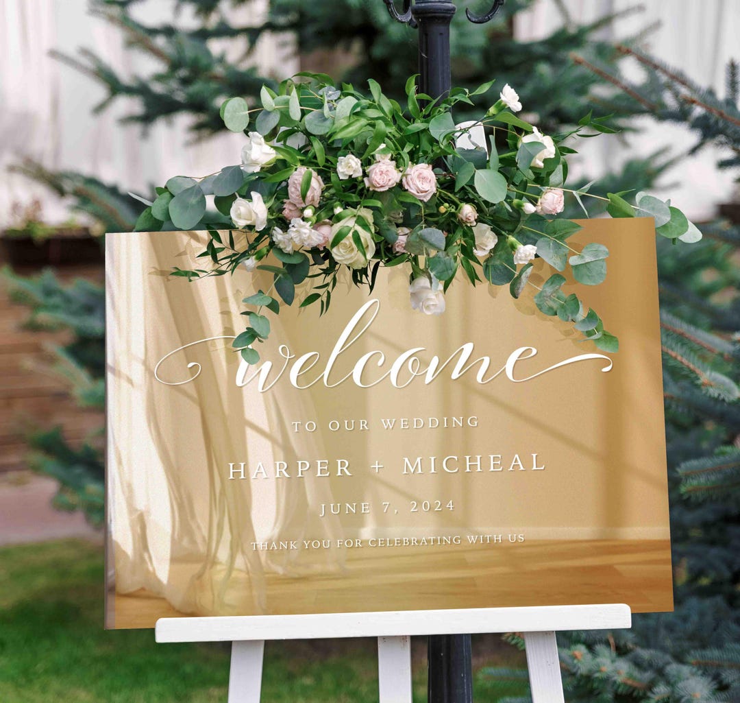 Gold Acrylic Wedding Welcome Sign | Gold Wedding Sign | Gold Custom ...