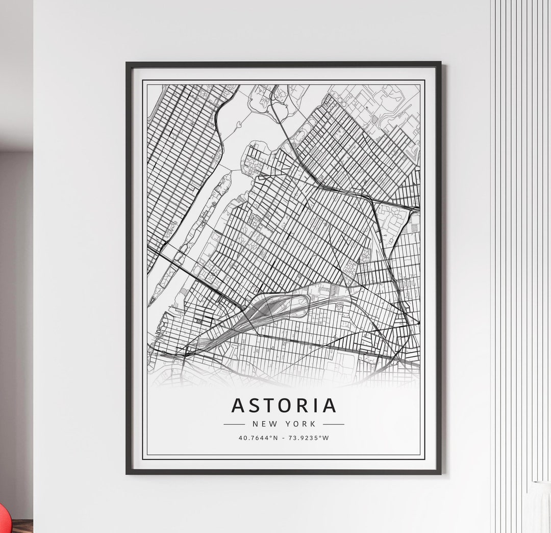 Astoria NY Street Map Print | Acrylic Glass Astoria City Map Print ...