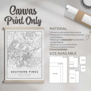 Southern Pines NC Street Map Print | Acrylic Glass Southern Pines City ...