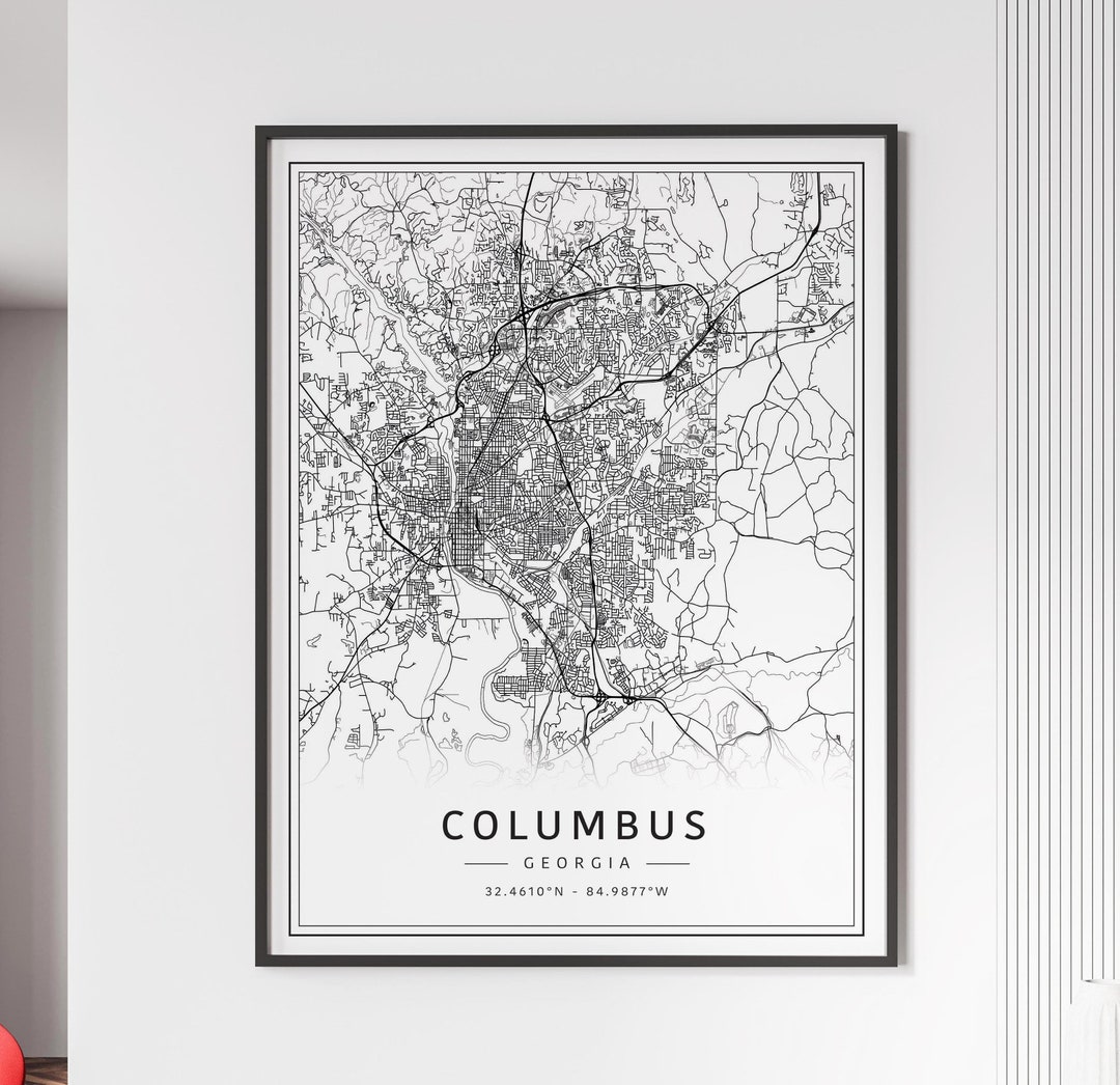 Columbus GA Street Map Print | Acrylic Columbus City Map Print | Canvas ...