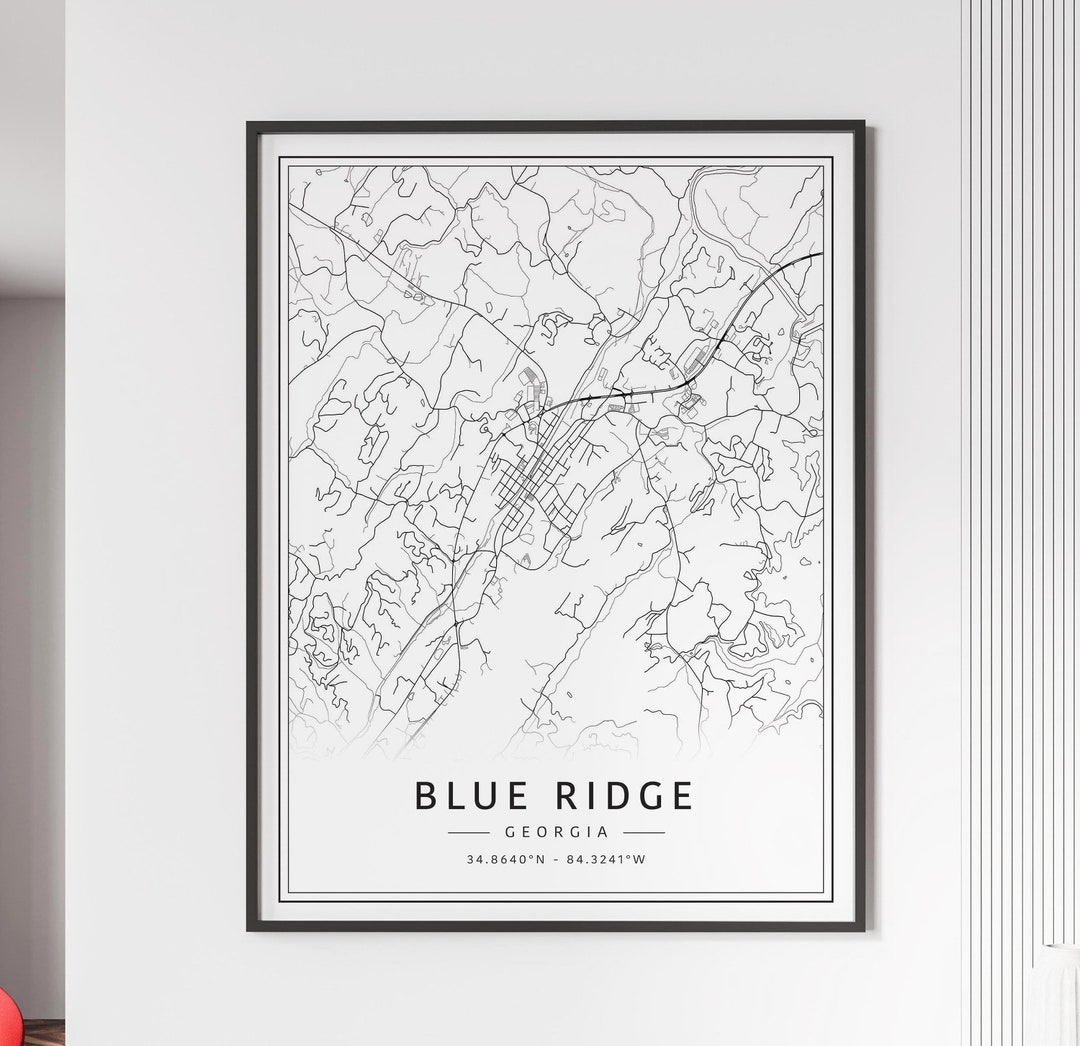 Blue Ridge GA Street Map Print | Acrylic Blue Ridge City Map Print ...