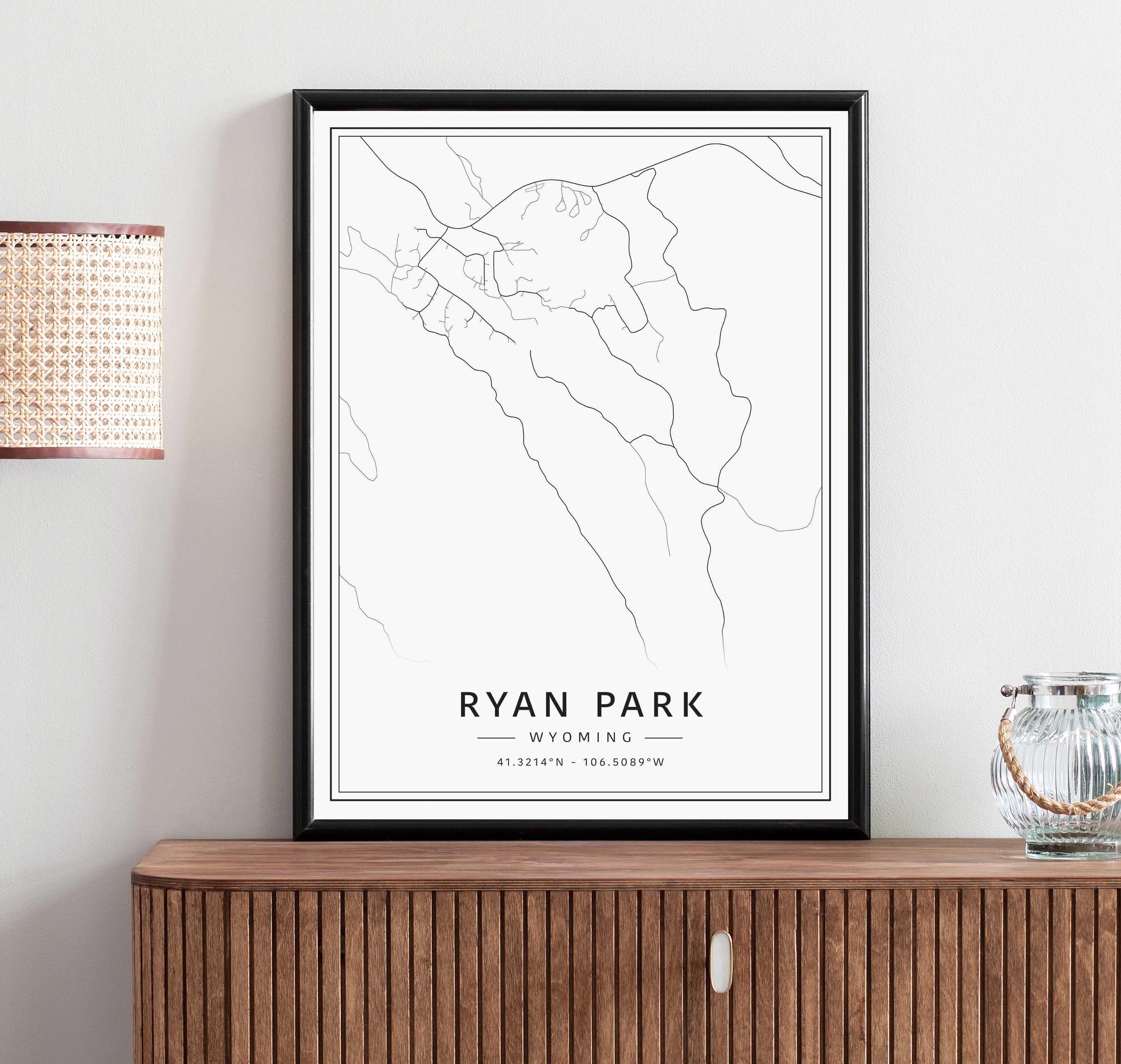 Ryan Park WY Street Map Print | Acrylic Glass Ryan Park Map Print ...