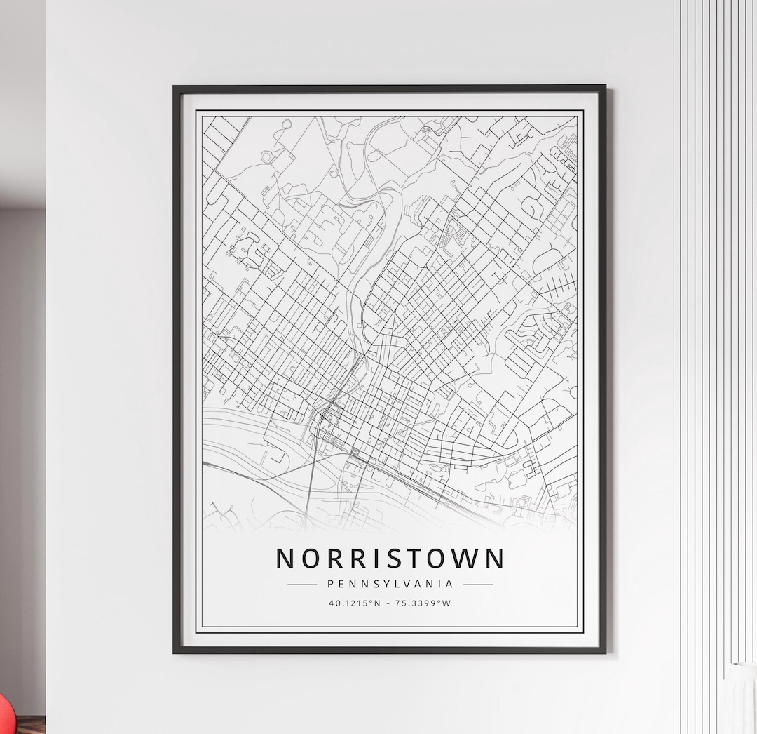 Norristown PA Street Map Print | Acrylic Glass Norristown Map Print ...