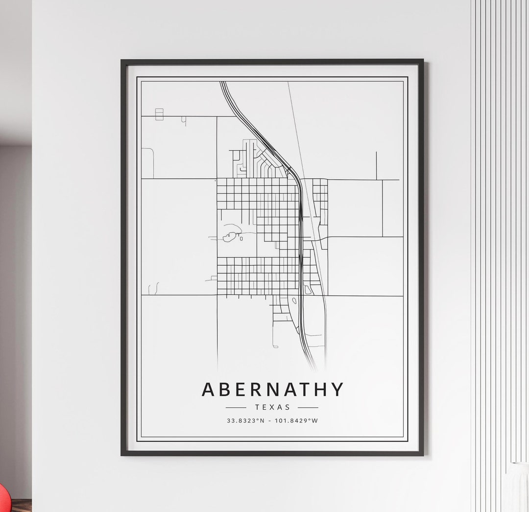 Abernathy Texas Street Map Print | Acrylic Glass Abernathy City Map ...