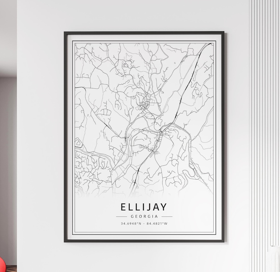 Ellijay GA Street Map Print | Acrylic Ellijay City Map Print | Canvas ...