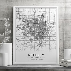 Greeley Colorado Street Map Print | Acrylic Glass Greeley City Map ...