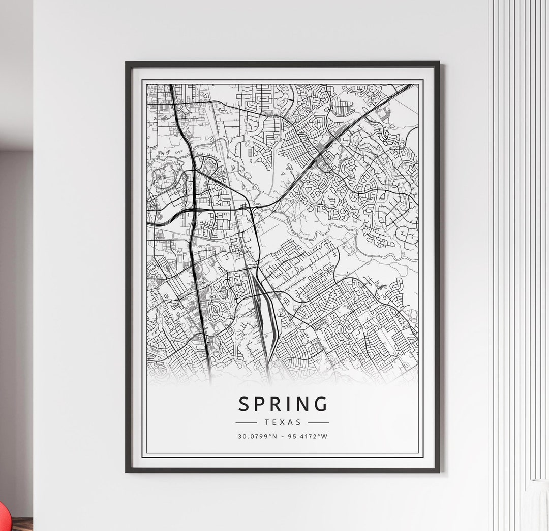 Spring Texas Street Map Print | Acrylic Spring City Map Print | Canvas ...